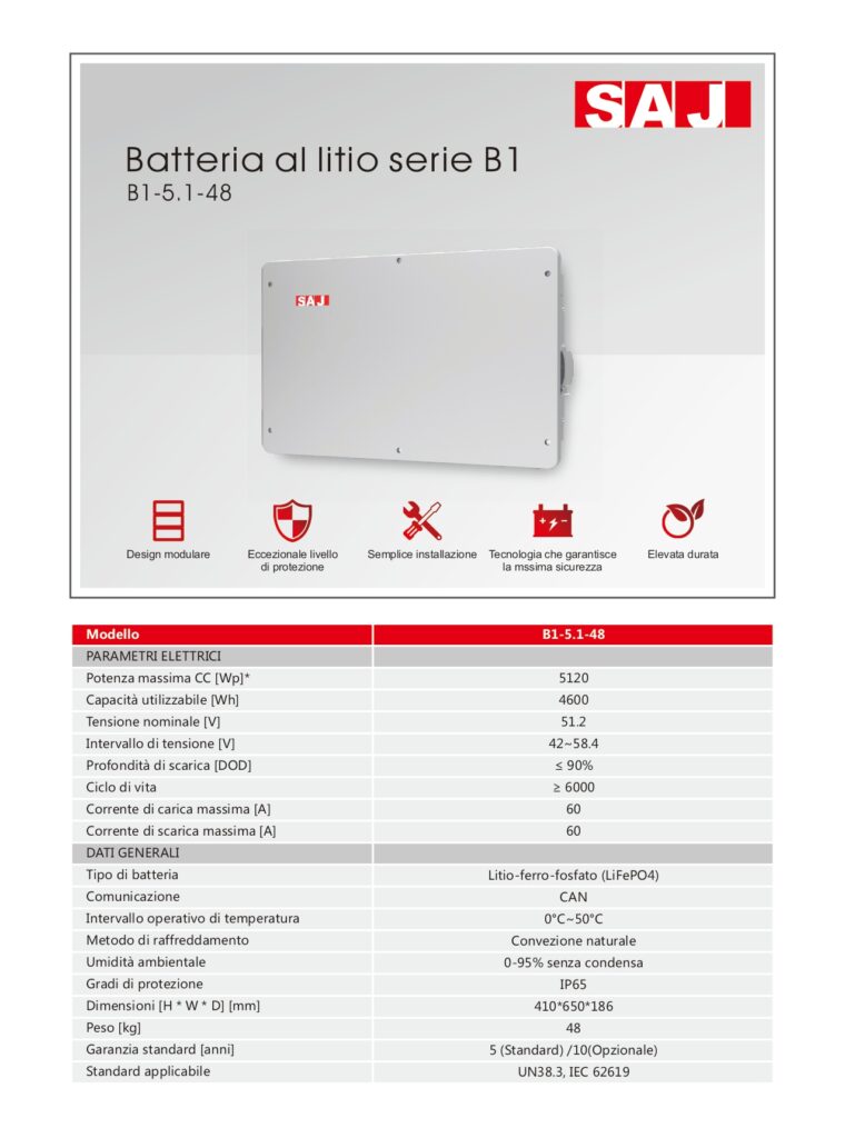 SAJ Batterie Life04 B1-5.1-48 5.1KW - BMS INTEGRATO | Amg Elettrica